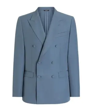 Dolce & Gabbana Dolce Gabbana Double-breasted Poplin Jacket - Sky-blue