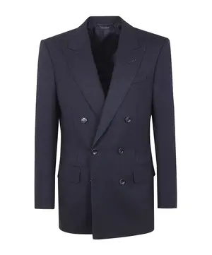 TOM FORD Striped Double-breasted Suit Jacket - Black