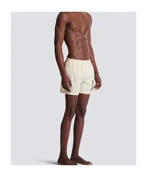 Balmain Printed Swim Shorts - Beige