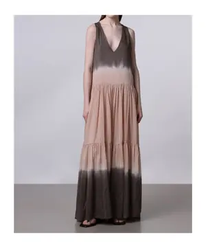 ROBERTO COLLINA Sleeveless Tie-dye Tiered Maxi Dress