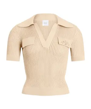 PATOU Ribbed Knit Polo Top - No