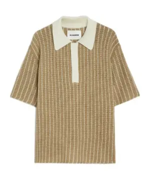 JIL SANDER Textured Striped Polo Shirt