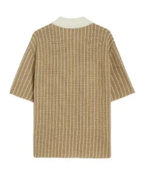 JIL SANDER Textured Striped Polo Shirt
