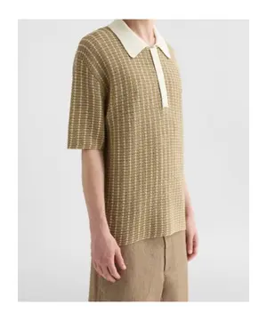 JIL SANDER Textured Striped Polo Shirt