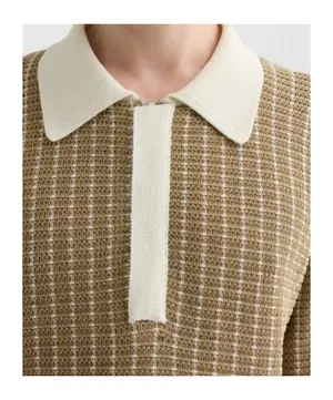 JIL SANDER Textured Striped Polo Shirt