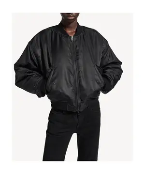 Balenciaga Zip-up Bomber Jacket With Embroidered Logo - Black