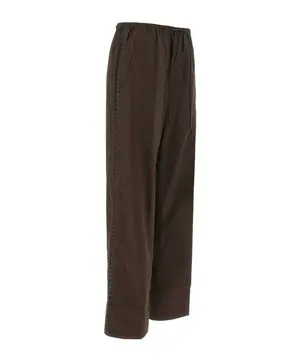 YVES SALOMON Leather Trim Wide-leg Pants