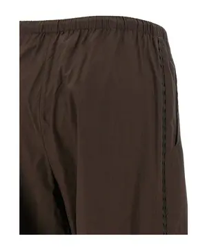 YVES SALOMON Leather Trim Wide-leg Pants