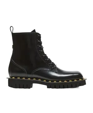 Balmain Glazed Leather Army Boots With Square Toe And Platform
