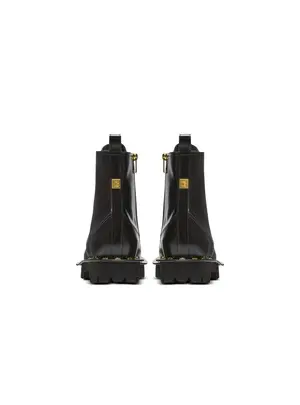 Balmain Glazed Leather Army Boots With Square Toe And Platform