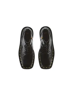 Balmain Glazed Leather Army Boots With Square Toe And Platform