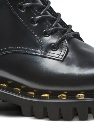 Balmain Glazed Leather Army Boots With Square Toe And Platform