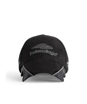 Balenciaga Logo Embroidered Baseball Cap - Black/grey