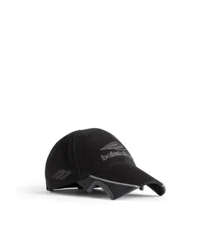 Balenciaga Logo Embroidered Baseball Cap - Black/grey