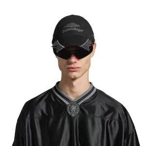 Balenciaga Logo Embroidered Baseball Cap - Black/grey