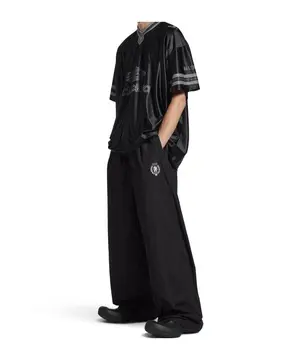 Balenciaga Logo Patch Wide-leg Sweatpants - Black