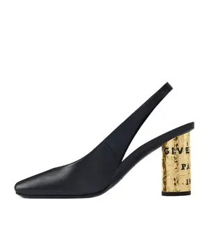 Givenchy Calfskin Leather Tape Slingback Pumps With Sculptural Heel - Black