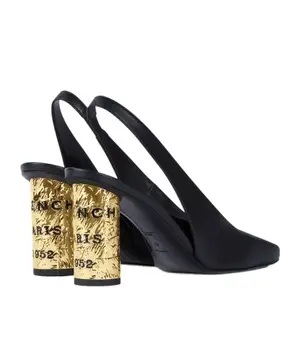 Givenchy Calfskin Leather Tape Slingback Pumps With Sculptural Heel - Black