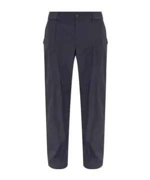 Dolce & Gabbana Pleated Trousers With Logo Patch - Navy
