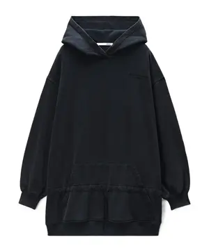 Alexander Wang Dropped Waist Hoodie Dress - Washed Black