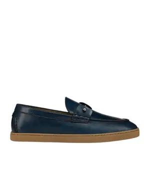 CHRISTIAN LOUBOUTIN Round Toe Loafers With Metal Collar Pin - Blue