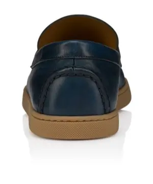 CHRISTIAN LOUBOUTIN Round Toe Loafers With Metal Collar Pin - Blue