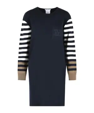 Max Mara Striped Sleeve Crewneck Dress