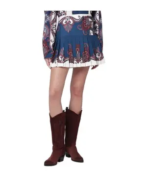Farm Rio Arabesque Pleated Mini Skirt