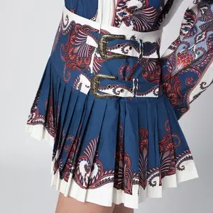 Farm Rio Arabesque Pleated Mini Skirt