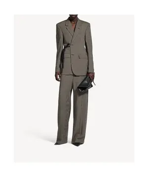 Balenciaga Checked Wrap Tailored Jacket - Gray