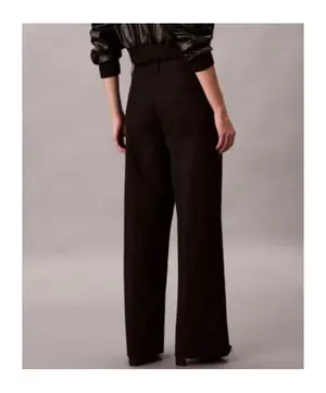 Calvin Klein Tailored Pleated Wide-leg Trousers With Buckle Detail