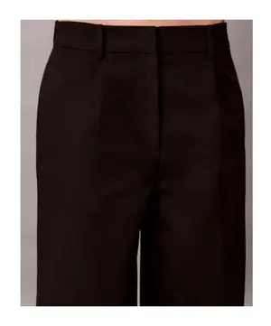 Calvin Klein Tailored Pleated Wide-leg Trousers With Buckle Detail