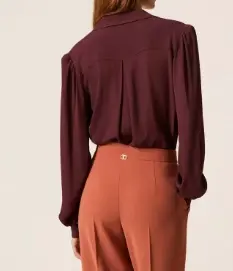 TWINSET Half-zip Long Sleeve Shirt With Detachable Chain Embellishment