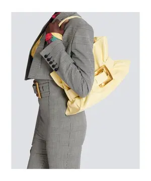 Balmain Medium Anthem Bag In Calfskin Leather - Yellow