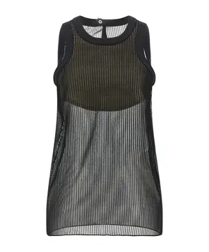 Sacai Crewneck Sleeveless Tank Top With Satin Details