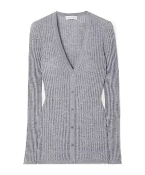Gabriela Hearst Long Sleeve Ribbed V-neck Cardigan - Gray