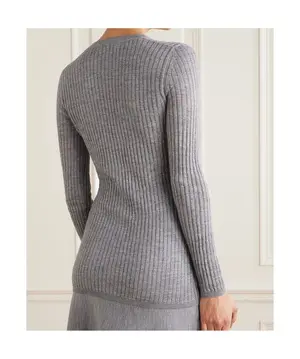 Gabriela Hearst Long Sleeve Ribbed V-neck Cardigan