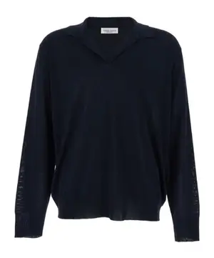 ROBERTO COLLINA Open Collar Knitted Top - Black
