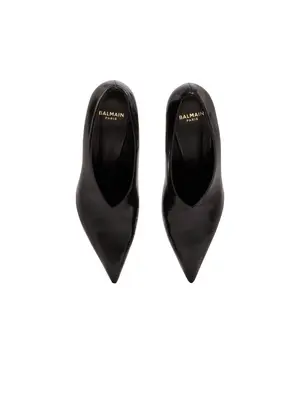 Balmain Shiny Lambskin Wedge Pumps - Black