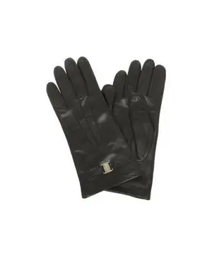 FERRAGAMO Logo Detail Leather Gloves - Black