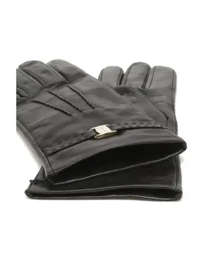 FERRAGAMO Logo Detail Leather Gloves