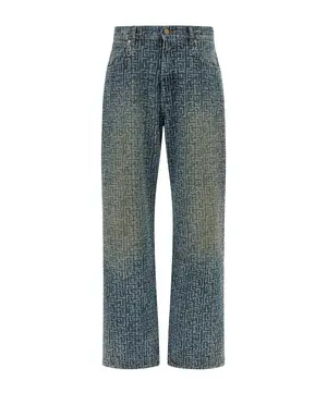 Balmain Monogram Printed Straight-leg Jeans