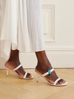 GIANVITO ROSSI Embellished Leather Stiletto Sandals