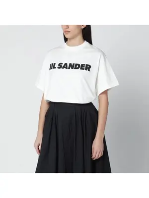 JIL SANDER Logo Printed Crewneck T-shirt - Cream