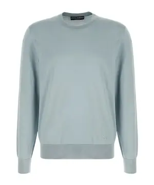 Dolce & Gabbana Crew Neck Long Sleeve Top With Ribbed Details - Gray