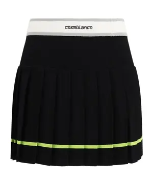Casablanca Pleated Mini Skirt With Logo Waistband - Black