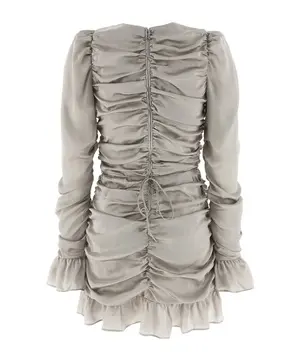 ROTATE BY BIRGER CHRISTENSEN Mini Bow Dress With Ruffled Silhouette - Grey