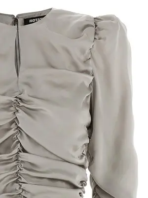 ROTATE BY BIRGER CHRISTENSEN Mini Bow Dress With Ruffled Silhouette - Grey