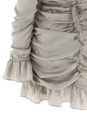 ROTATE BY BIRGER CHRISTENSEN Mini Bow Dress With Ruffled Silhouette - Grey