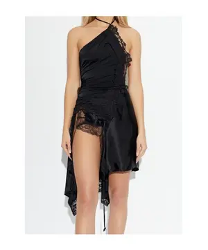 Vetements Asymmetrical Lace-detailed Halterneck Dress